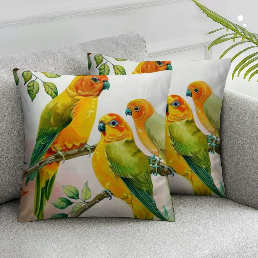 YANMS Colorful Parrots Pillow Covers Set of 2, Cockatoo Macaw White ...
