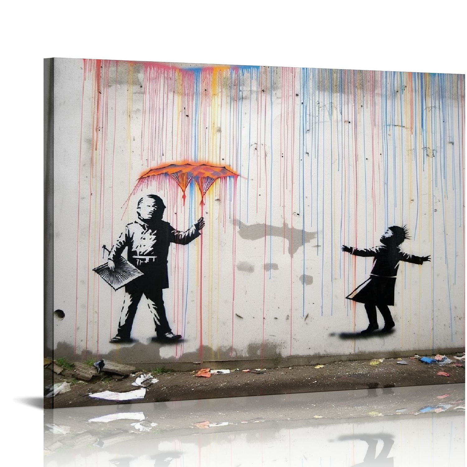 COMIO - Colorful Rain Prints Paintings Modern Canvas Wall Art With ...