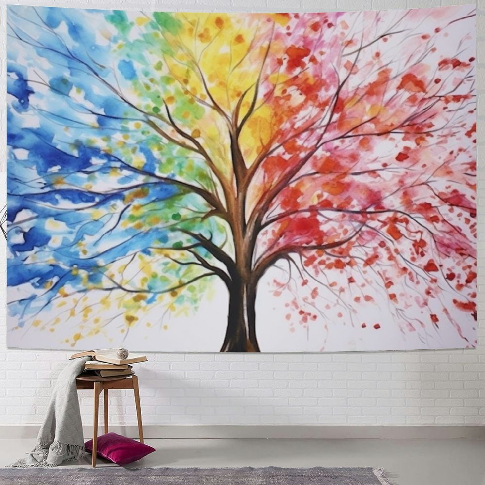 COMIO Colorful Tree Four Season Life Beautiful Art Branch Leaves Nature ...