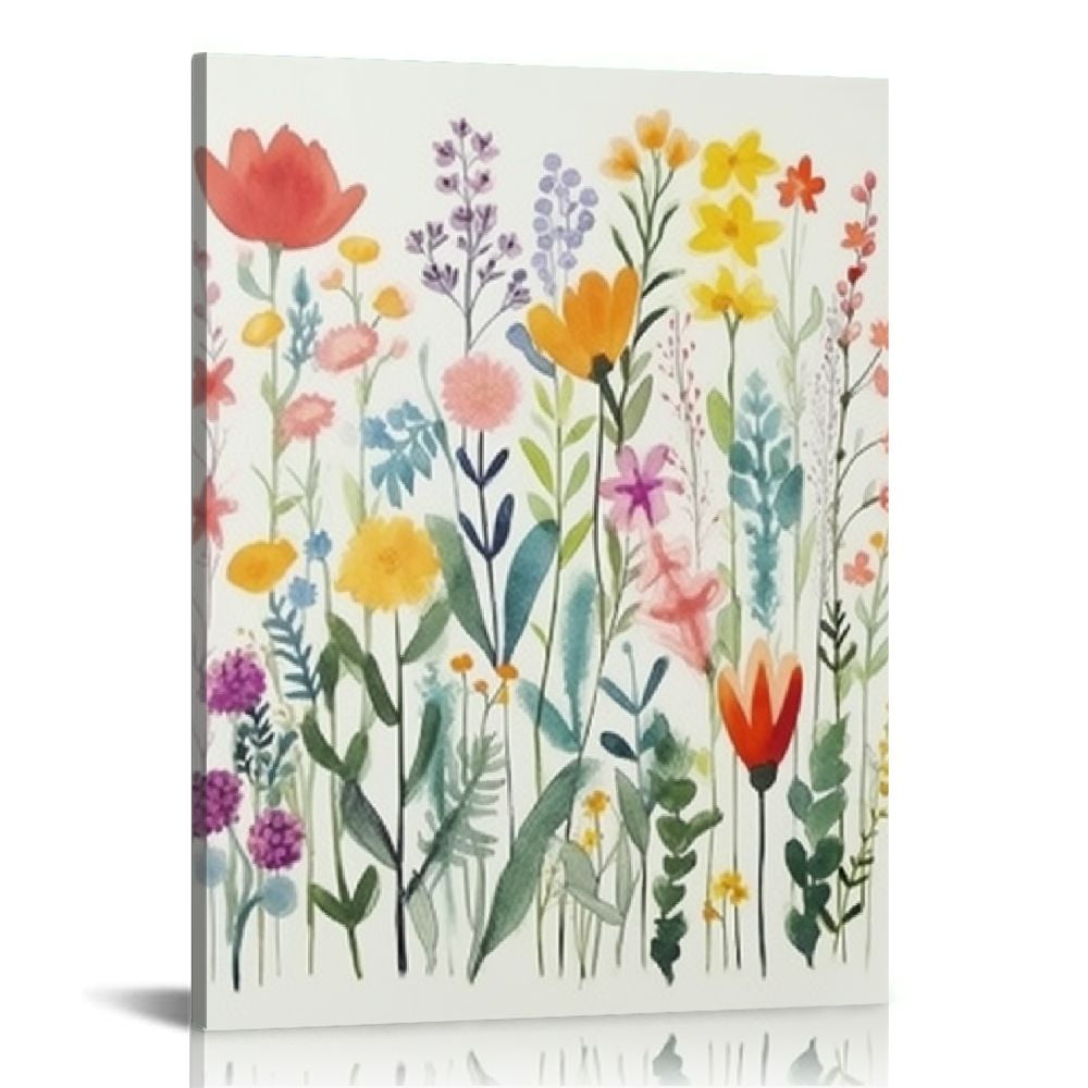 COMIO Colorful Wildflower Wall Art Botanical Wall Art Watercolor Flower ...