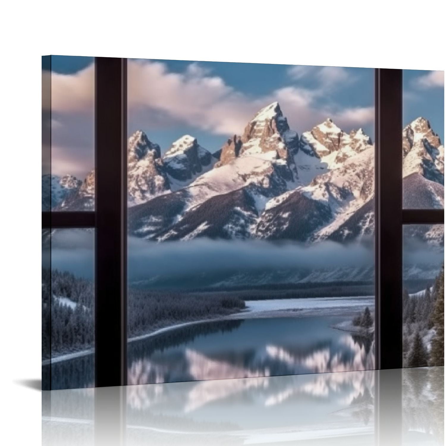 MLJA Colorful Sunrise at the Grand Tetons in Window Frame Style Wall ...