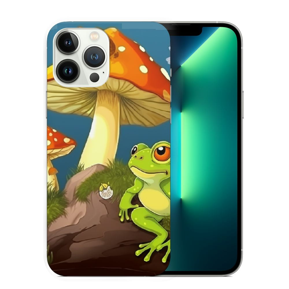 COMIO Compatible with iPhone 14 Case,Cute Frog and Snail Cartoon with Mushroom Pattern for Women ...