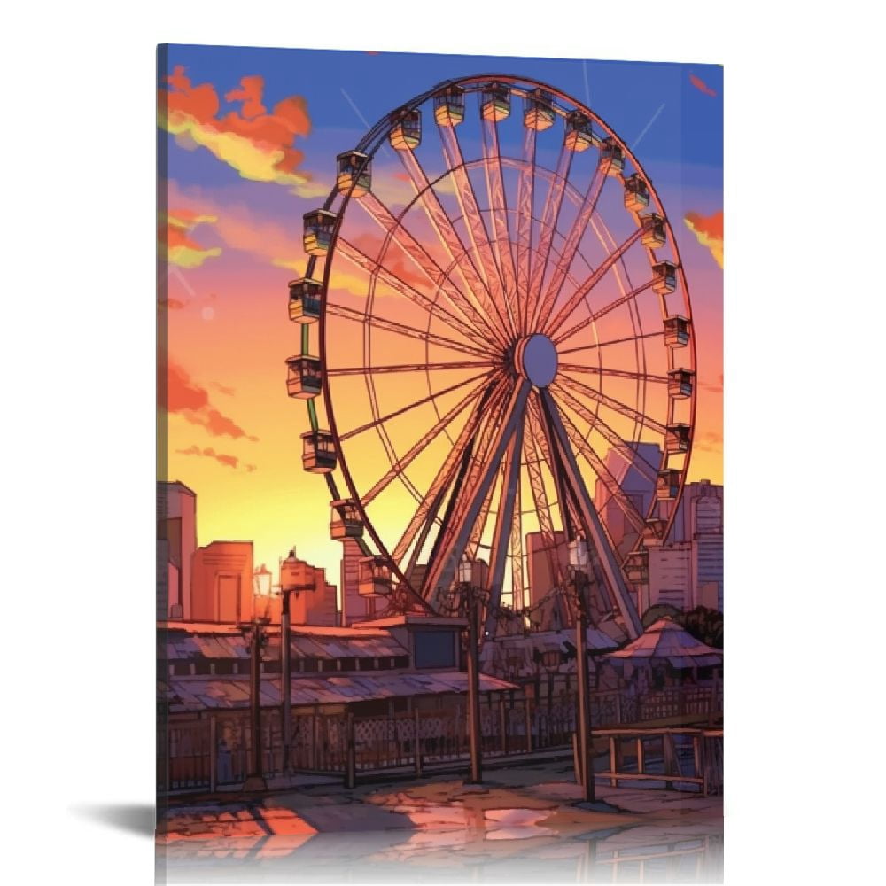COMIO Coney Island New York Vintage Travel Poster Ferris Wheel Print ...