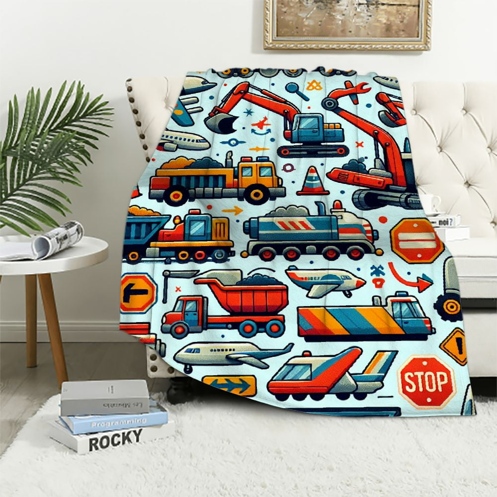 COMIO Construction Throw Blanket for Women Men, Soft Trucks Blankets ...
