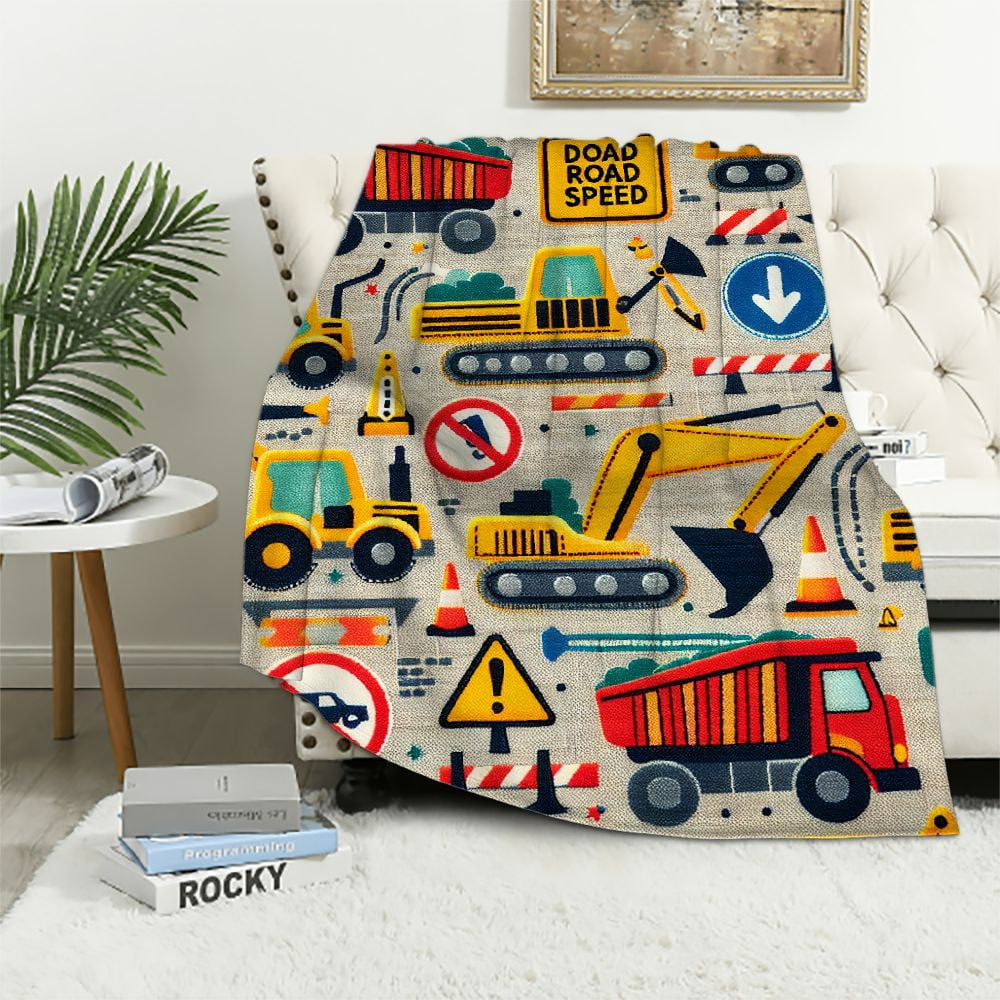 COMIO Construction Truck Blanket Soft Fuzzy Excavator Throw Blanket ...