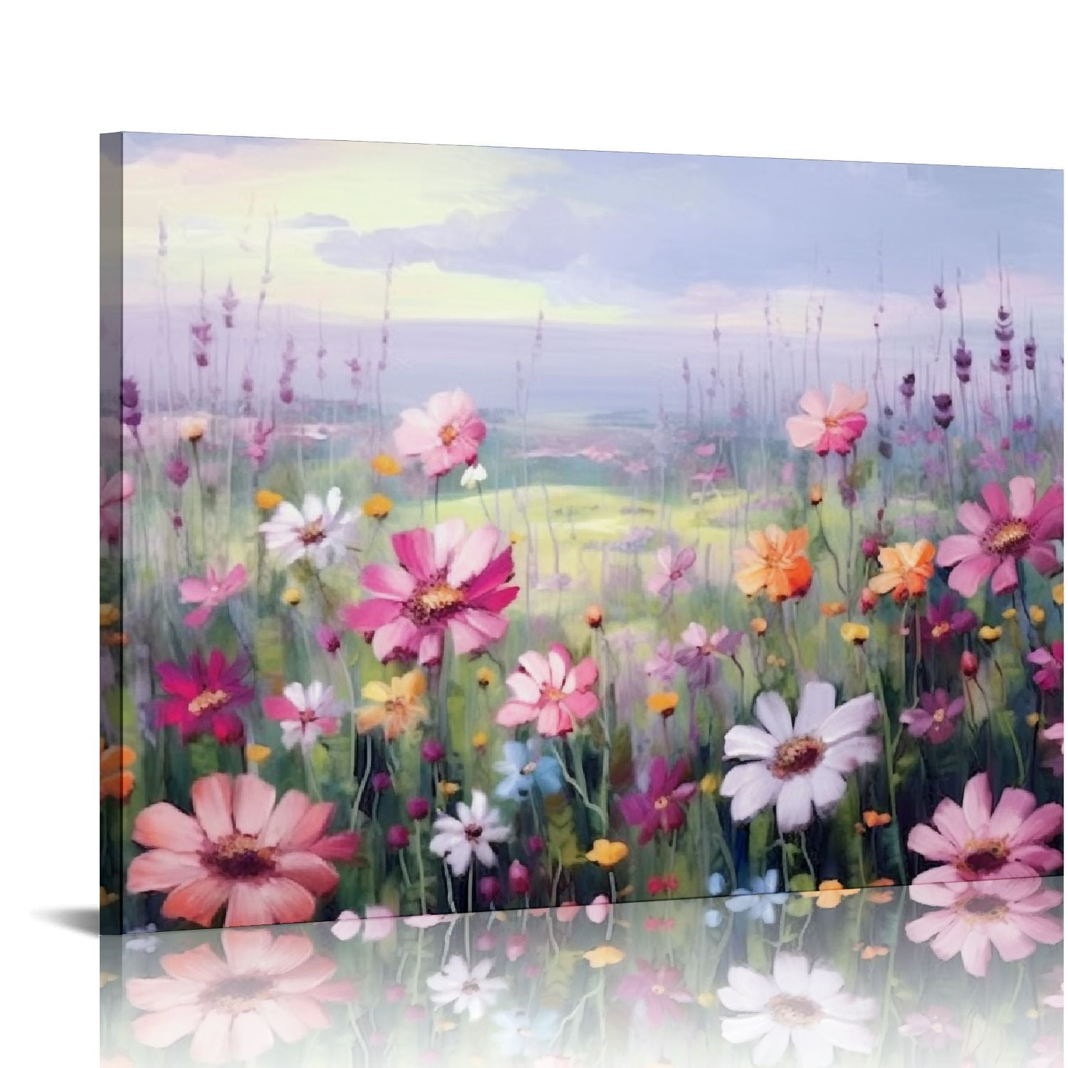 COMIO Contemporary Flowers Canvas Wall Art Colorful Daisy Wildflowers ...
