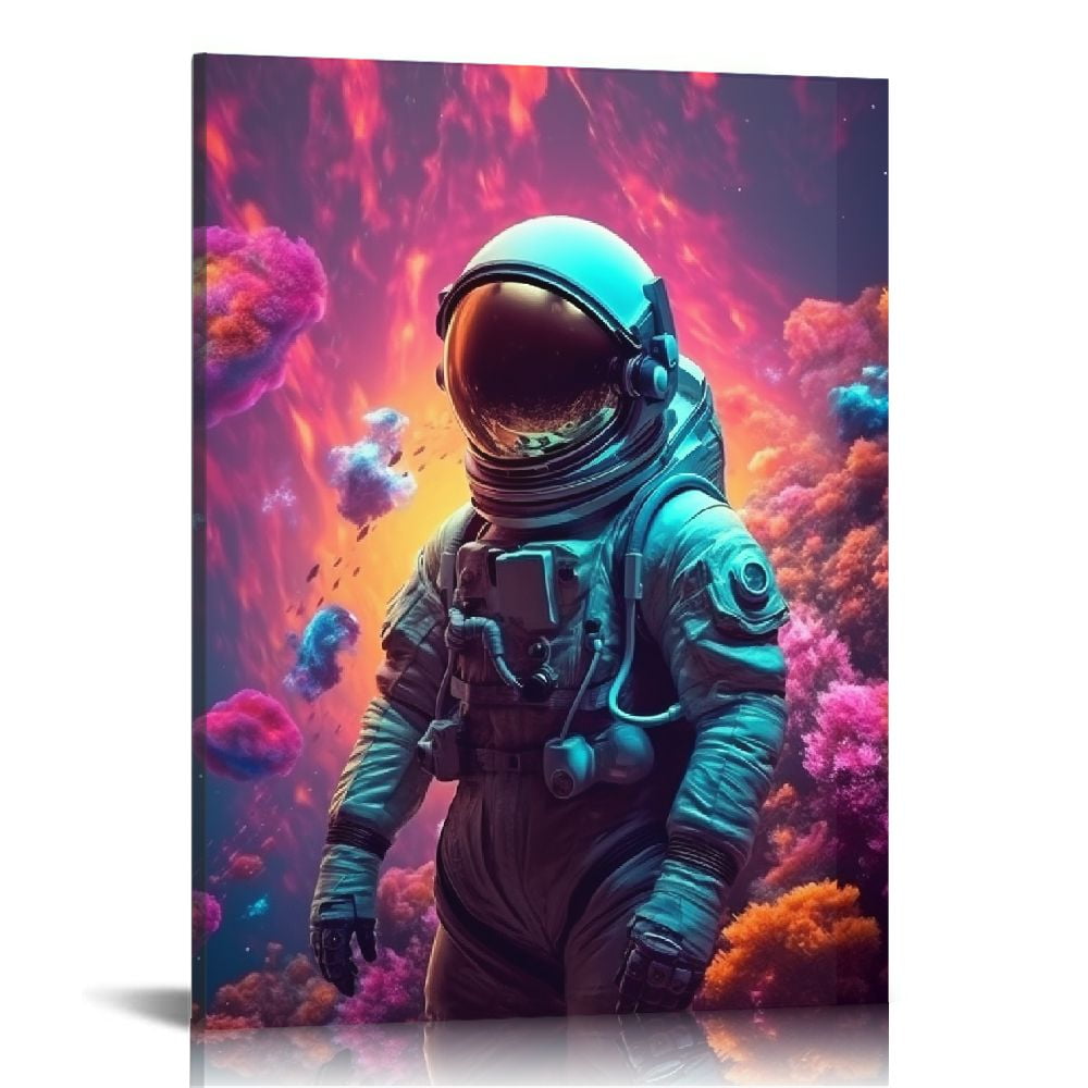 COMIO Cool Astronaut Wall Art Abstract Funny Spaceman in the Ocean ...