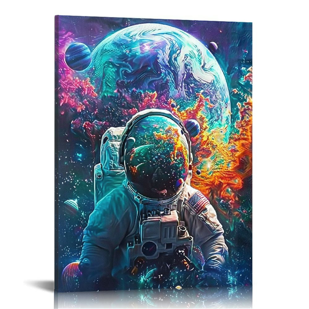 COMIO Cool Astronaut Wall Art Abstract Funny Spaceman in the Ocean ...