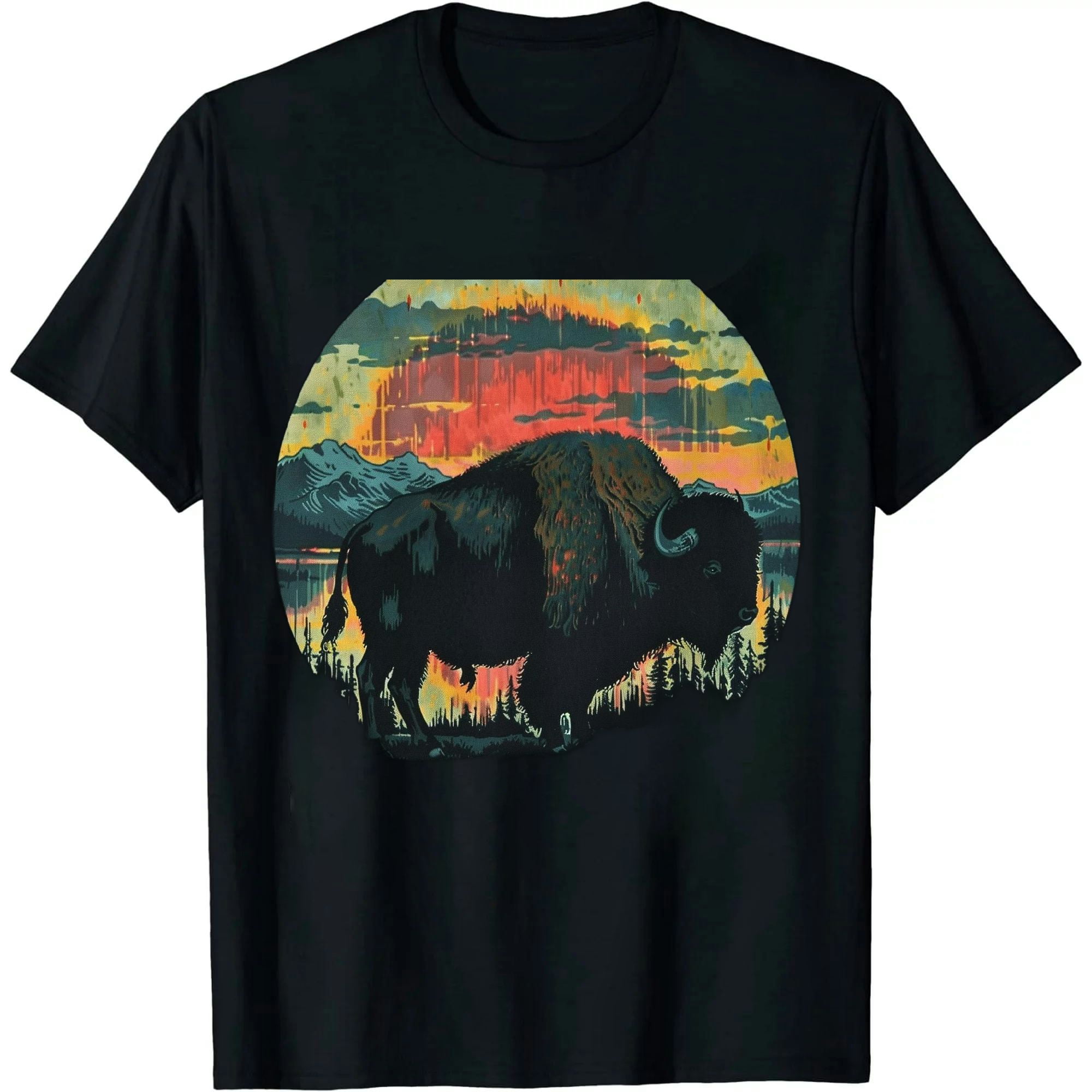 COMIO Cool Bison Design For Women Buffalo Bison Lovers T-Shirt ...
