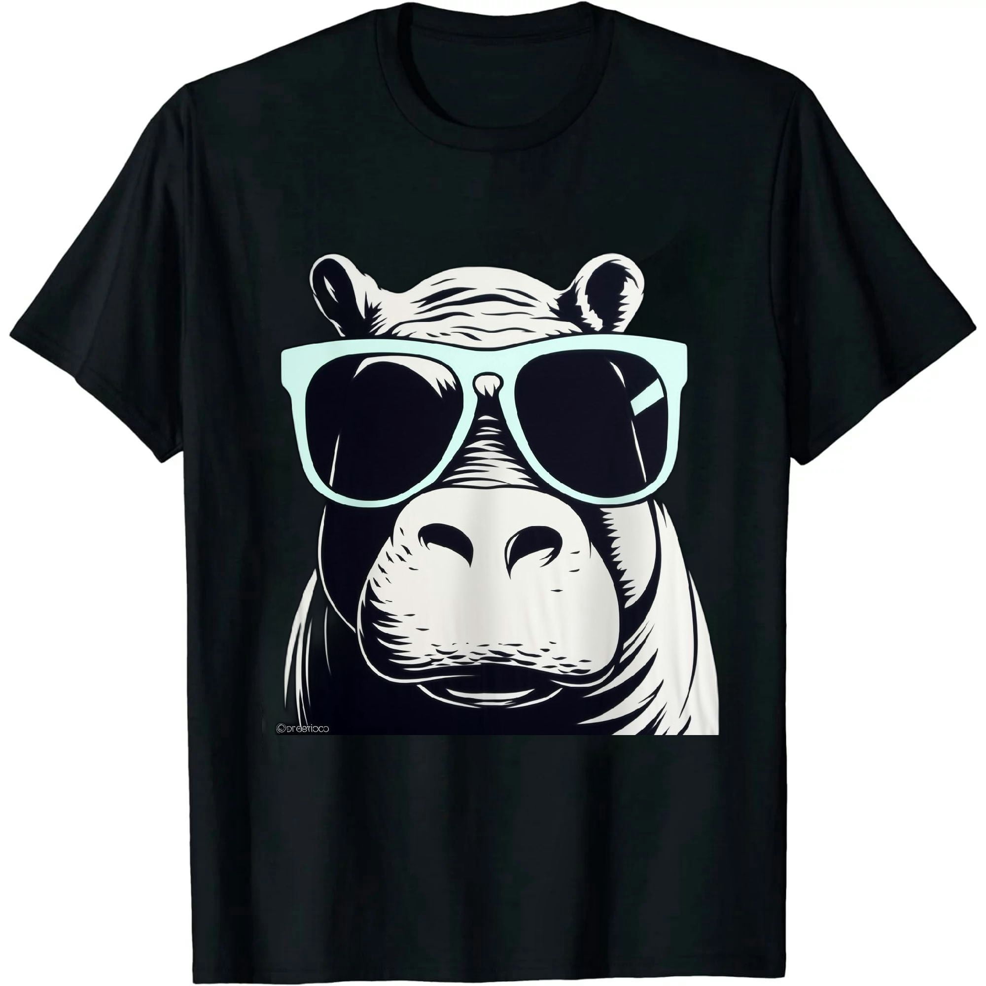 COMIO Cool Hippo Design - Cute Hippopotamus W/ Sunglass T-Shirt ...