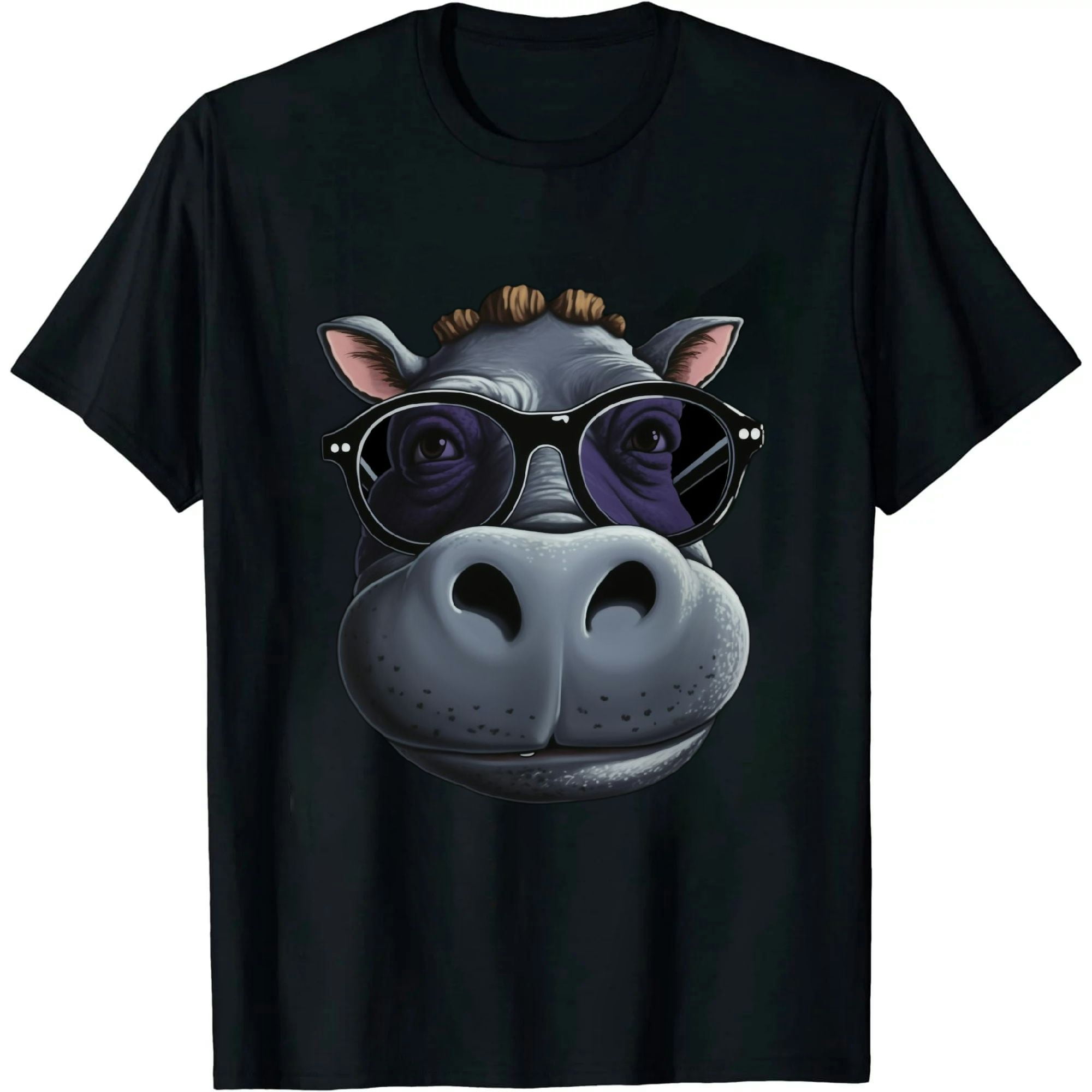 COMIO Cool Hippo For Men Women Toddler Reading Hippopotamus Zoo T-Shirt ...