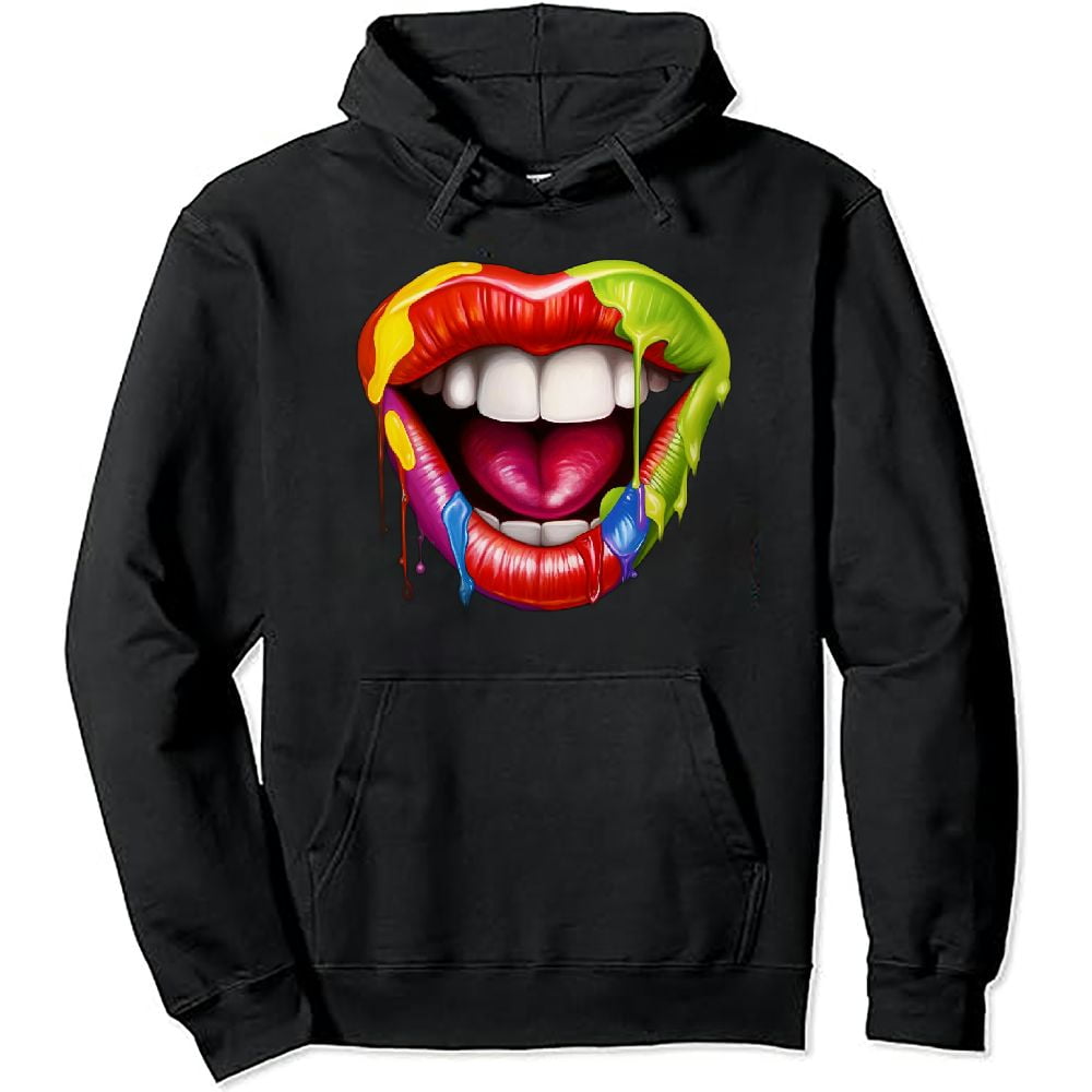 COMIO Cool LGBT Pride Lip And Tongue Gift Funny Rainbow Colors Pullover ...