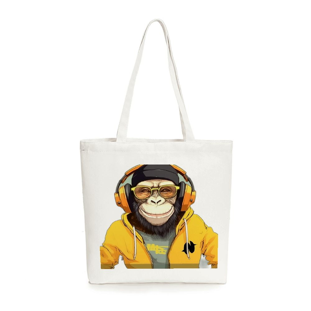 COMIO Cool Monkey Canvas Tote Bag Large Shoulder Bag For Women And Girl ...