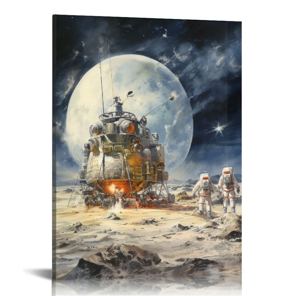 COMIO Cool Spaceman Poster Starry Sky Canvas Wall Art on Skateboard ...