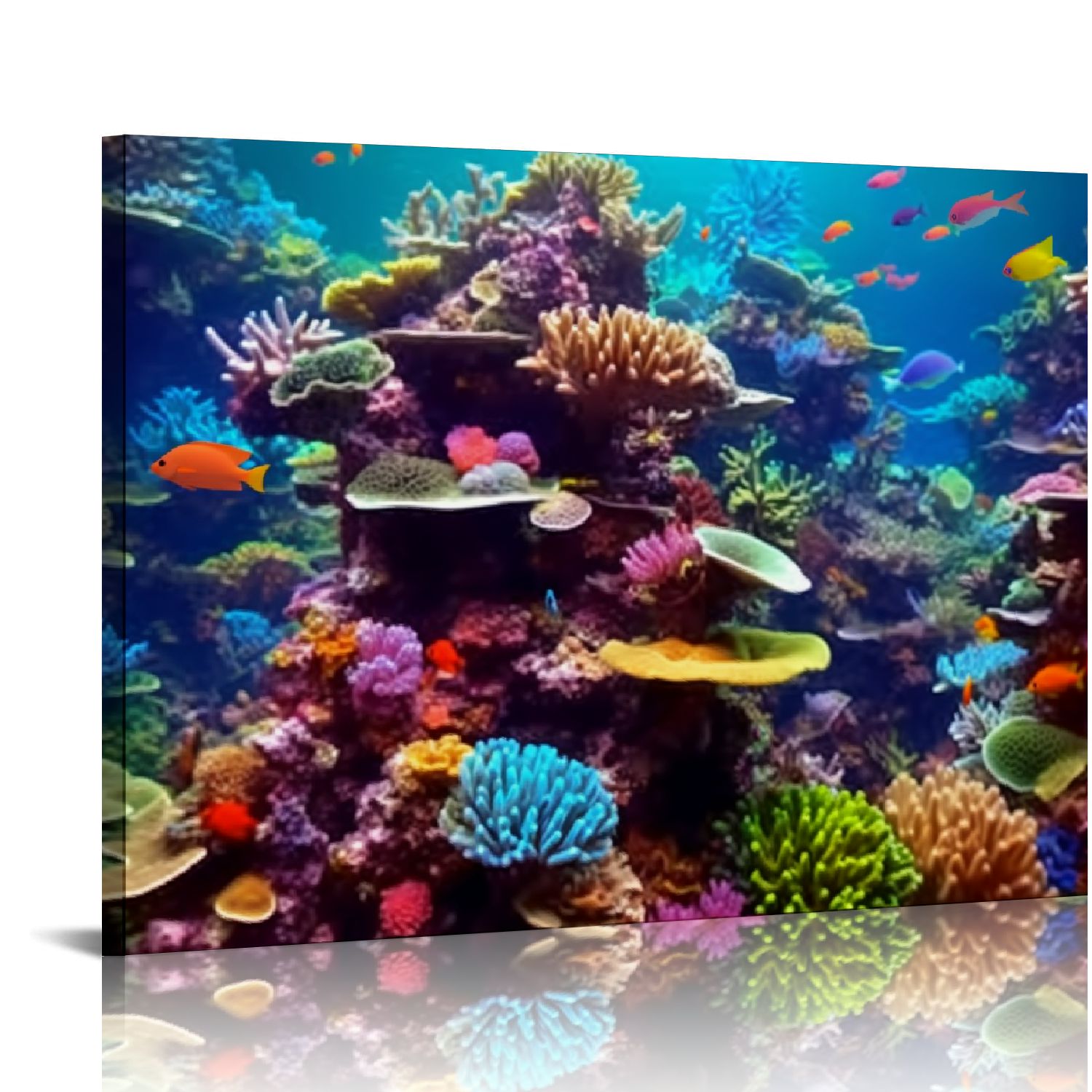 COMIO Coral Canvas Wall Art Colorful Fish Ocean Theme Underwater World ...