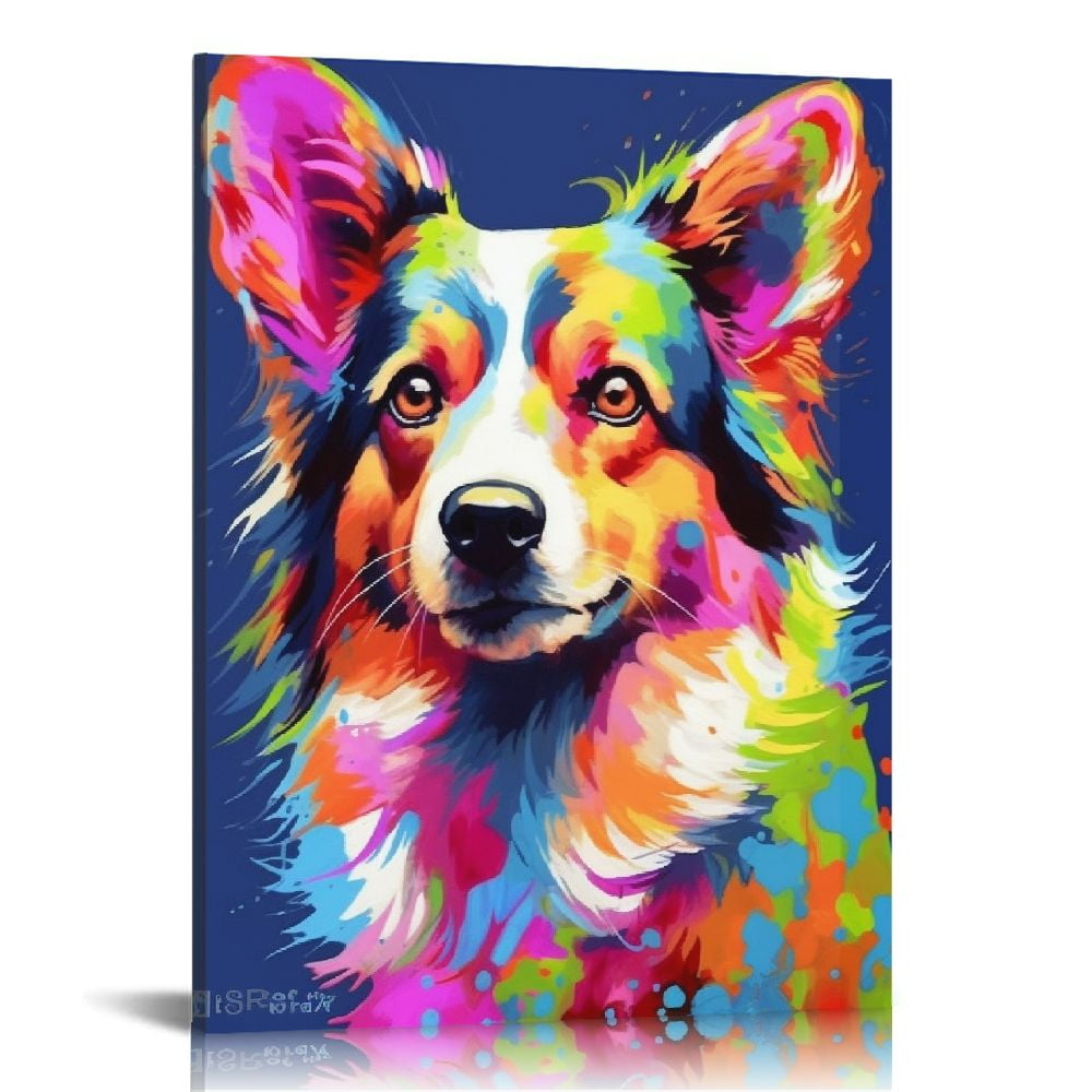 COMIO Corgi Poster,Dog Wall Art,Colorful Corgi Canvas Wall Art For ...