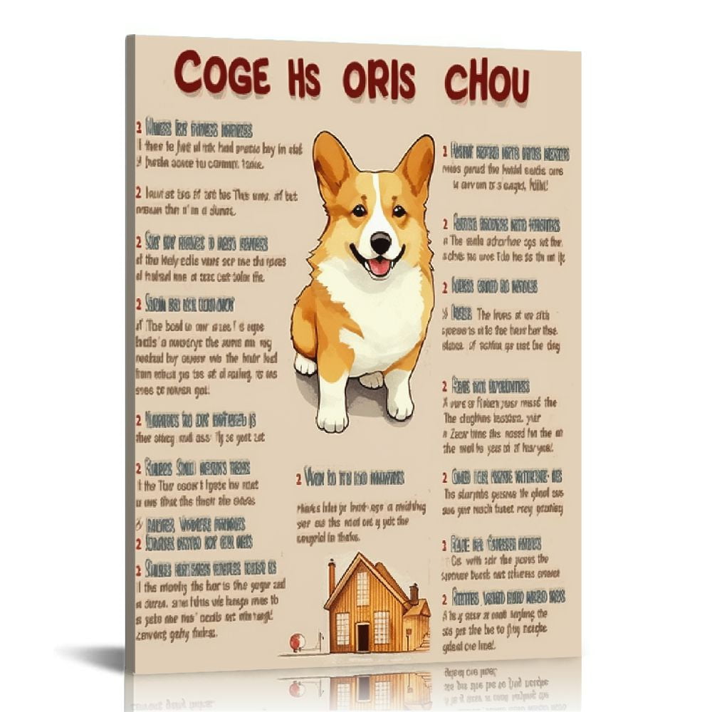 COMIO Corgi Wall Art Dog Poster Framed Quotes Wall Art House Rules Wall ...