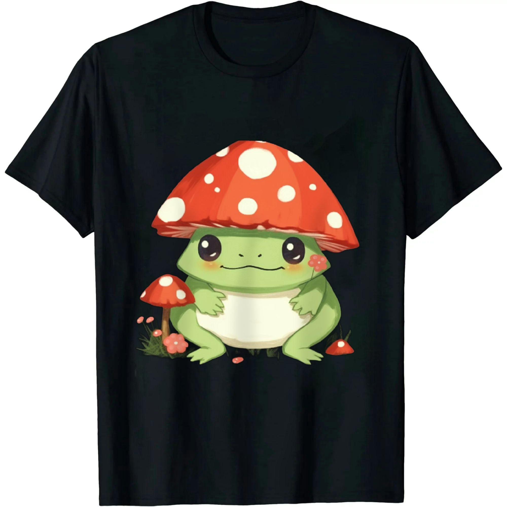 COMIO Cottagecore Frog Aesthetic Cute Frog With Mushroom Hat T-Shirt ...