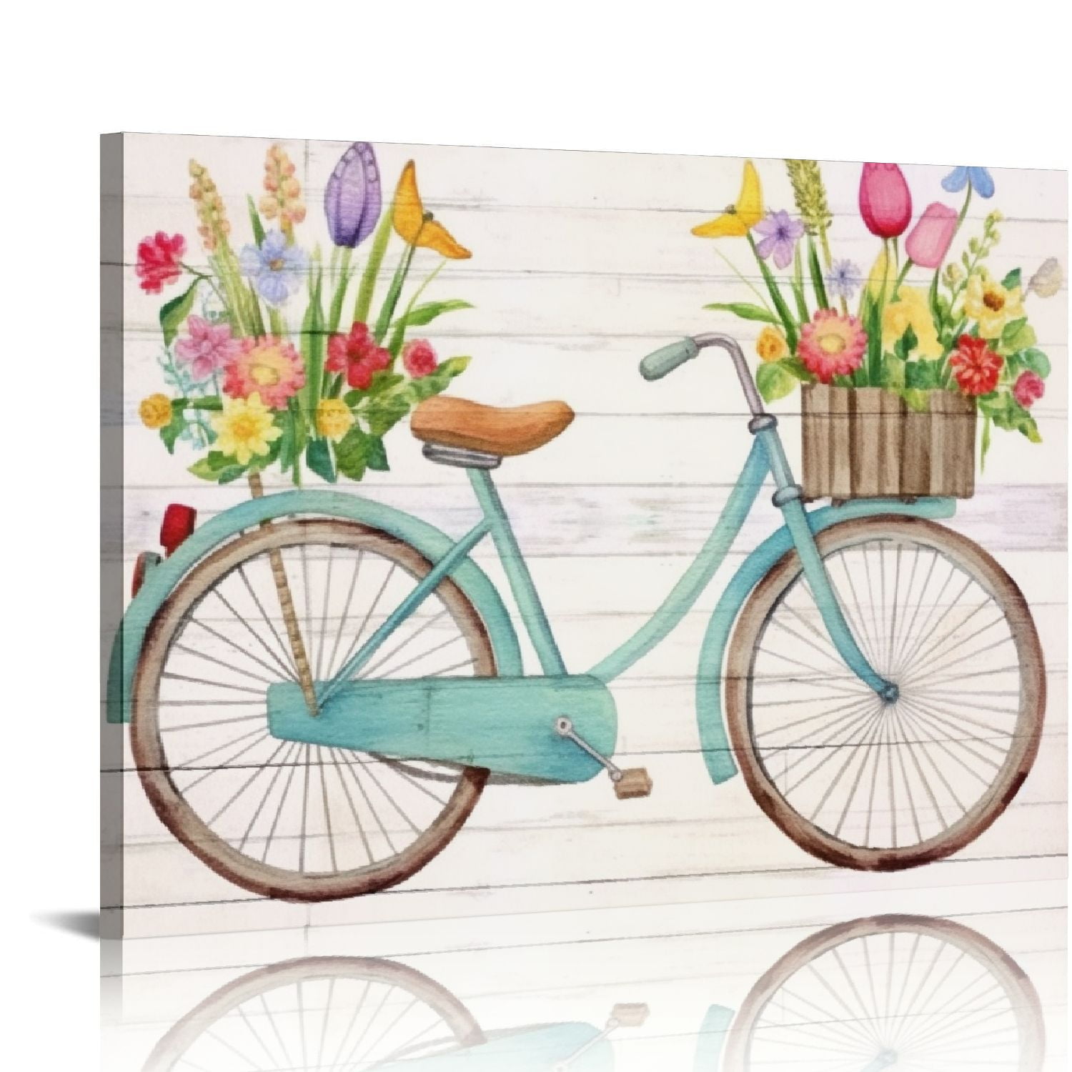 COMIO Country Hello Spring Bicycle Farmhouse Canvas Print Wall Art ...