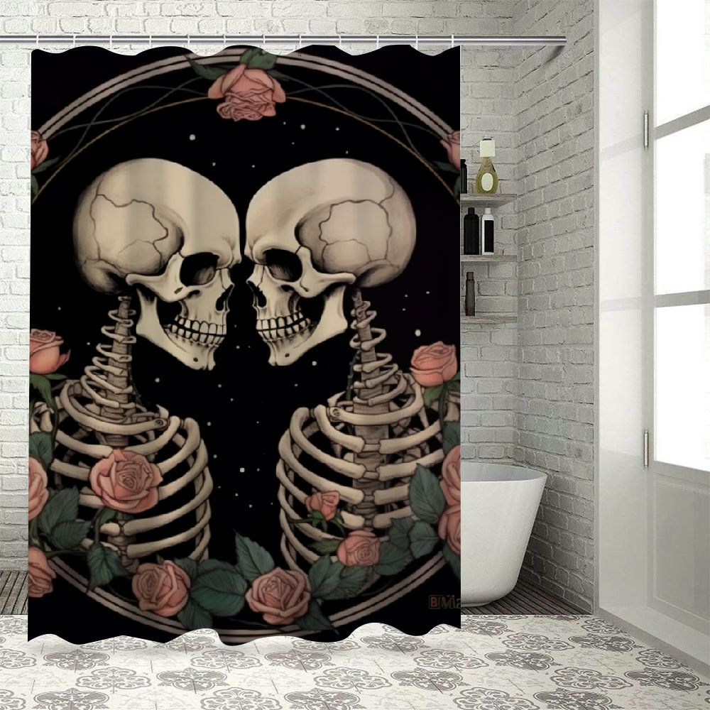 COMIO Couple Skull Skeleton Skull The Lovers Shower Curtain Multiple ...