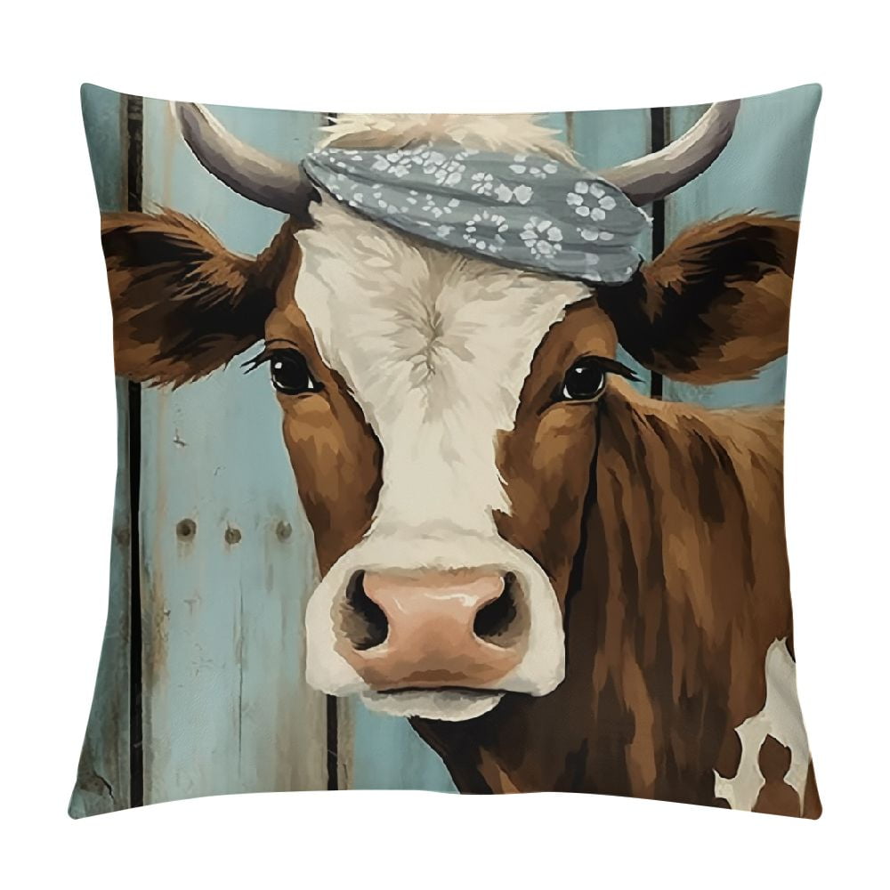 COMIO Cow Farmhouse Decor Throw Pillow Cover，Cow Prints Pillow Covers ...