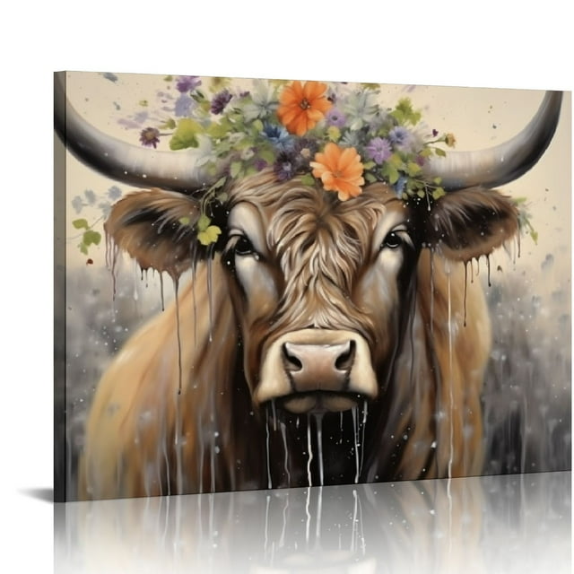 COMIO Cow Pictures Wall Decor Highland Cow Wall Art Cute Cow Canvas ...