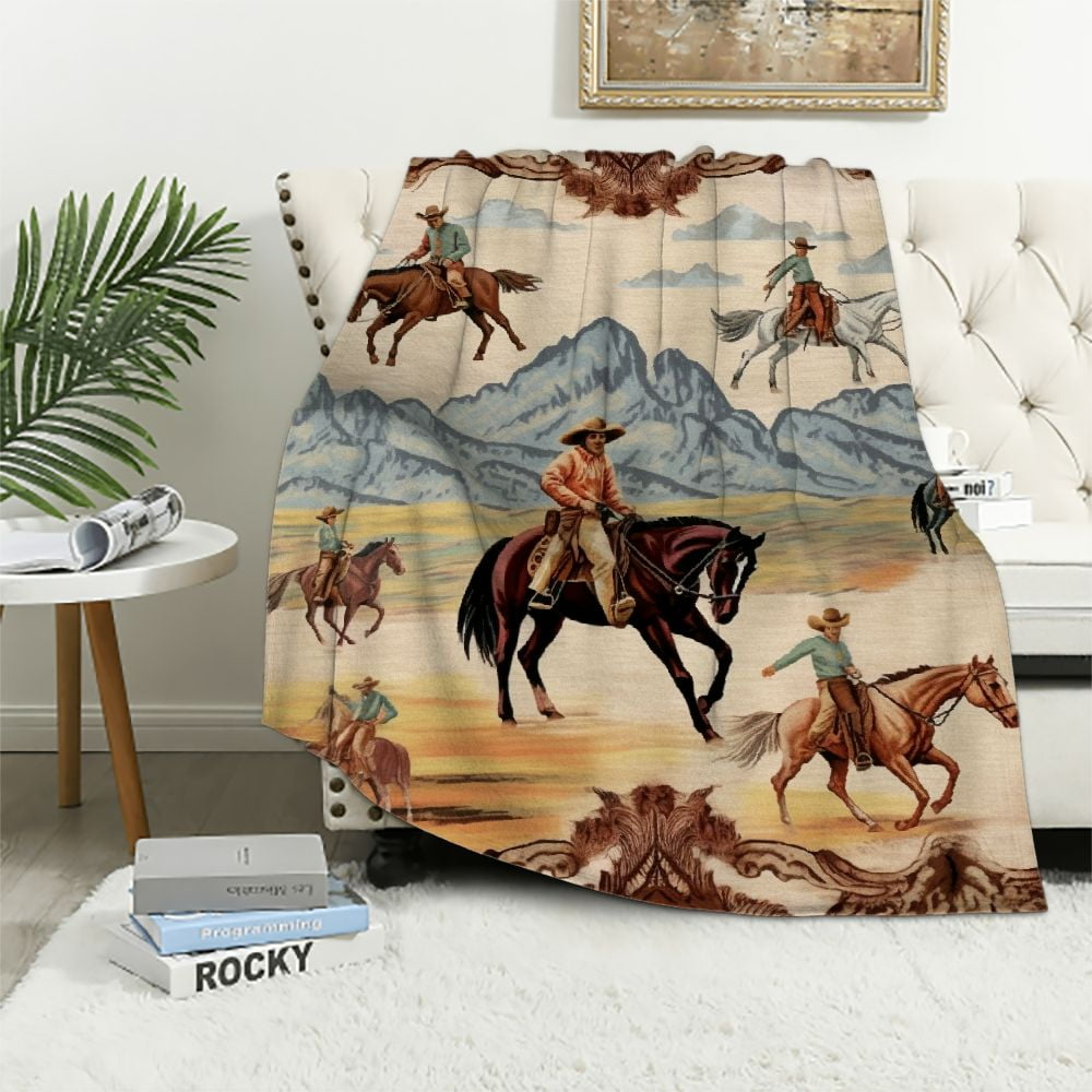 COMIO Cowboy Blanket for Boys, Cute Throw for Kids, Classic Western ...