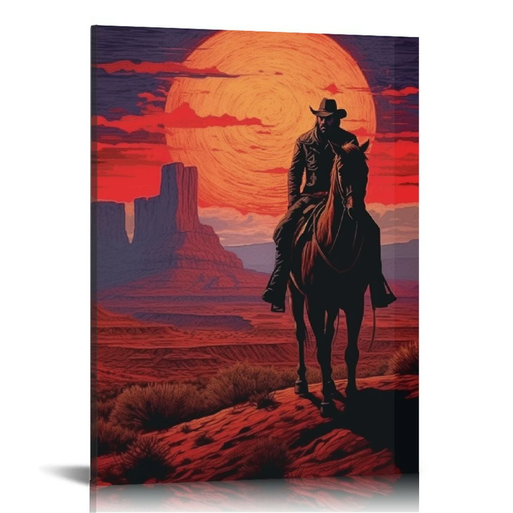 COMIO Cowboy Boot and Hat Neon Sign, cowboy riding horse in colorful ...