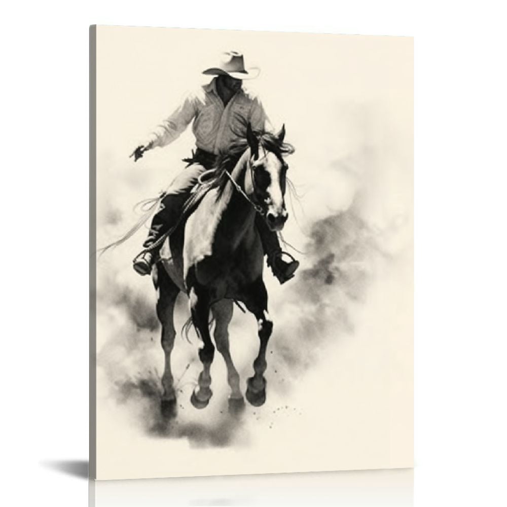 COMIO Cowboy Wall Art Retro Cowboy Horse Wall Decor Prints Posters Wild ...