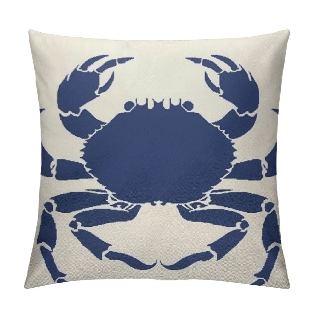 COMIO Crab Blue Throw Pillow Cover Seafood Crawl Ocean Marine Nautical ...