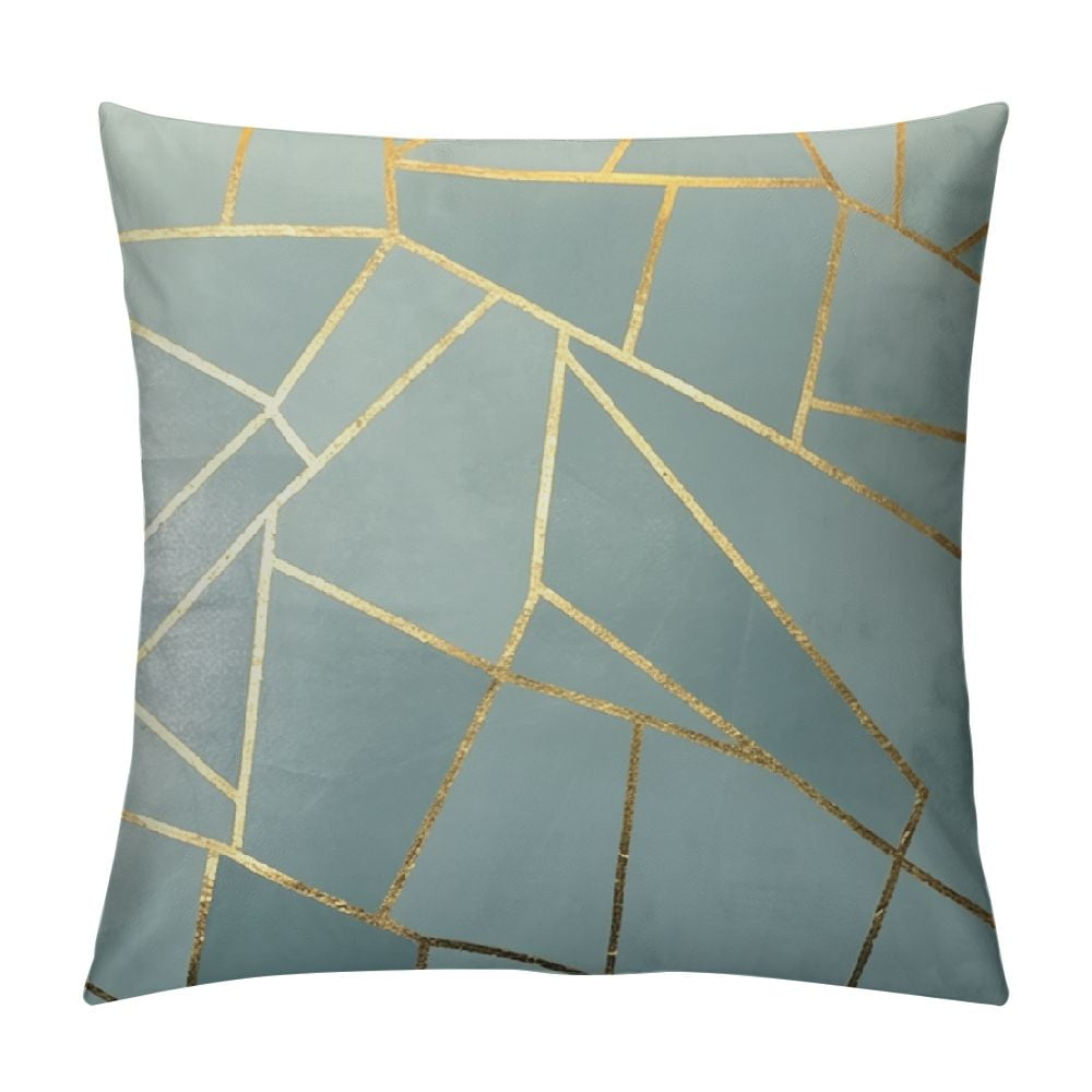 COMIO Cushion Cases Decorative Gold Foil Geometric Pattern Soft Square ...
