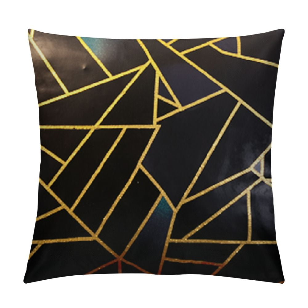 COMIO Cushion Cases Decorative Gold Foil Geometric Pattern Throw Pillow ...