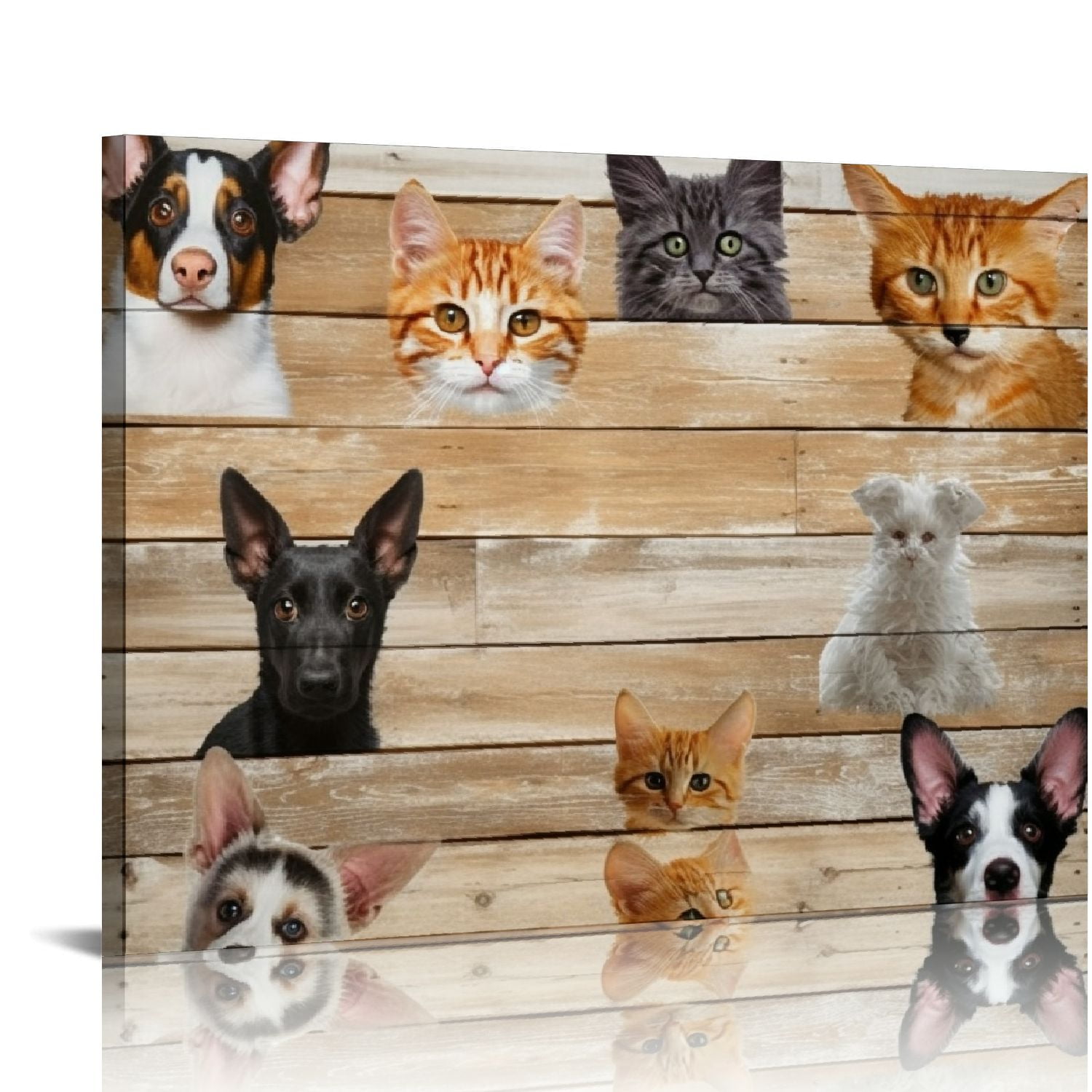 COMIO Cute Animals Canvas Wall Art Vintage Dog Cat Mouse Rabbit Hamster ...