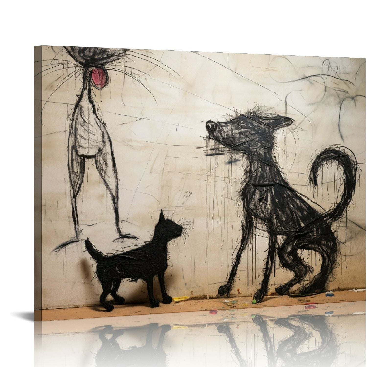 COMIO Cute Animals Canvas Wall Art Vintage Dog Cat Mouse Rabbit Hamster ...