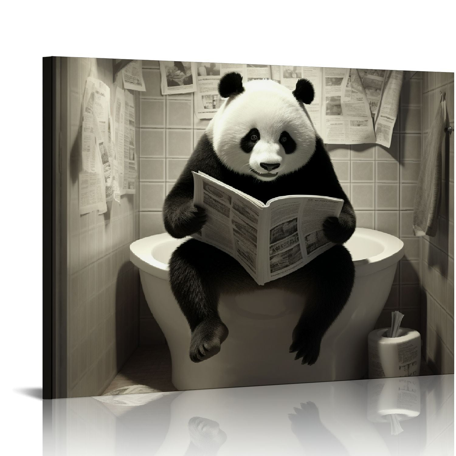 COMIO Cute Animals Canvas Wall Decor Black and white lovely Panda ...
