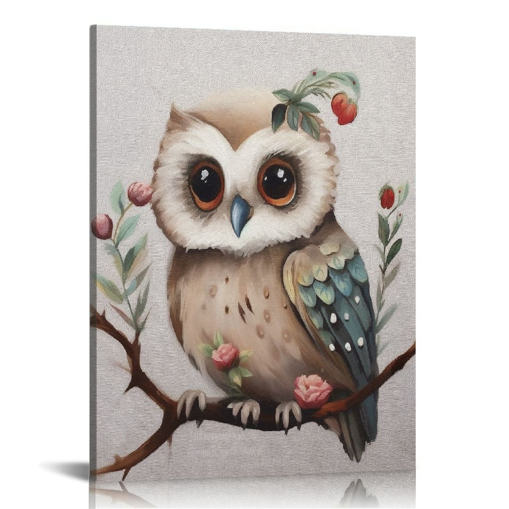 COMIO Cute Animals Watercolor Paint Owl Wall Decor Canvas Print Kids ...
