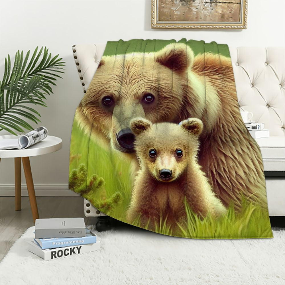 YANMS Cute Bear Blanket Soft Cozy Farmhouse Rustic Bears Plush Decor ...