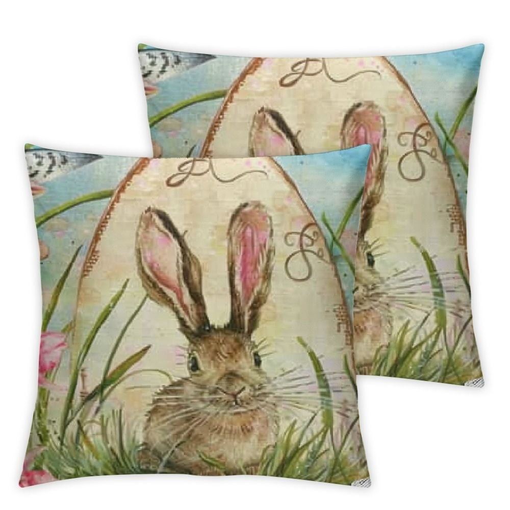 COMIO Cute Bunny Easter Outdoor Lumbar Pillow Covers , Farmhouse Spring ...