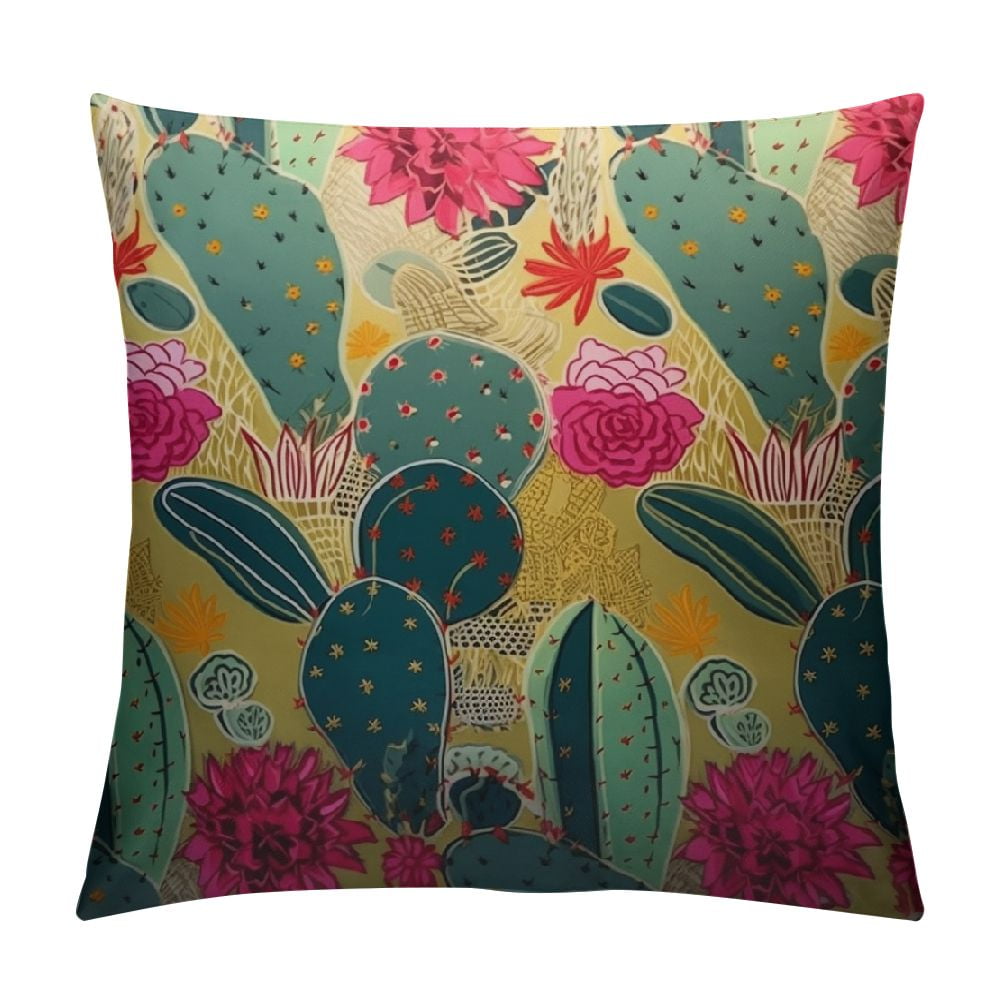 COMIO Cute Cactus Decorative Throw Pillow Cover Succulents Colorful ...