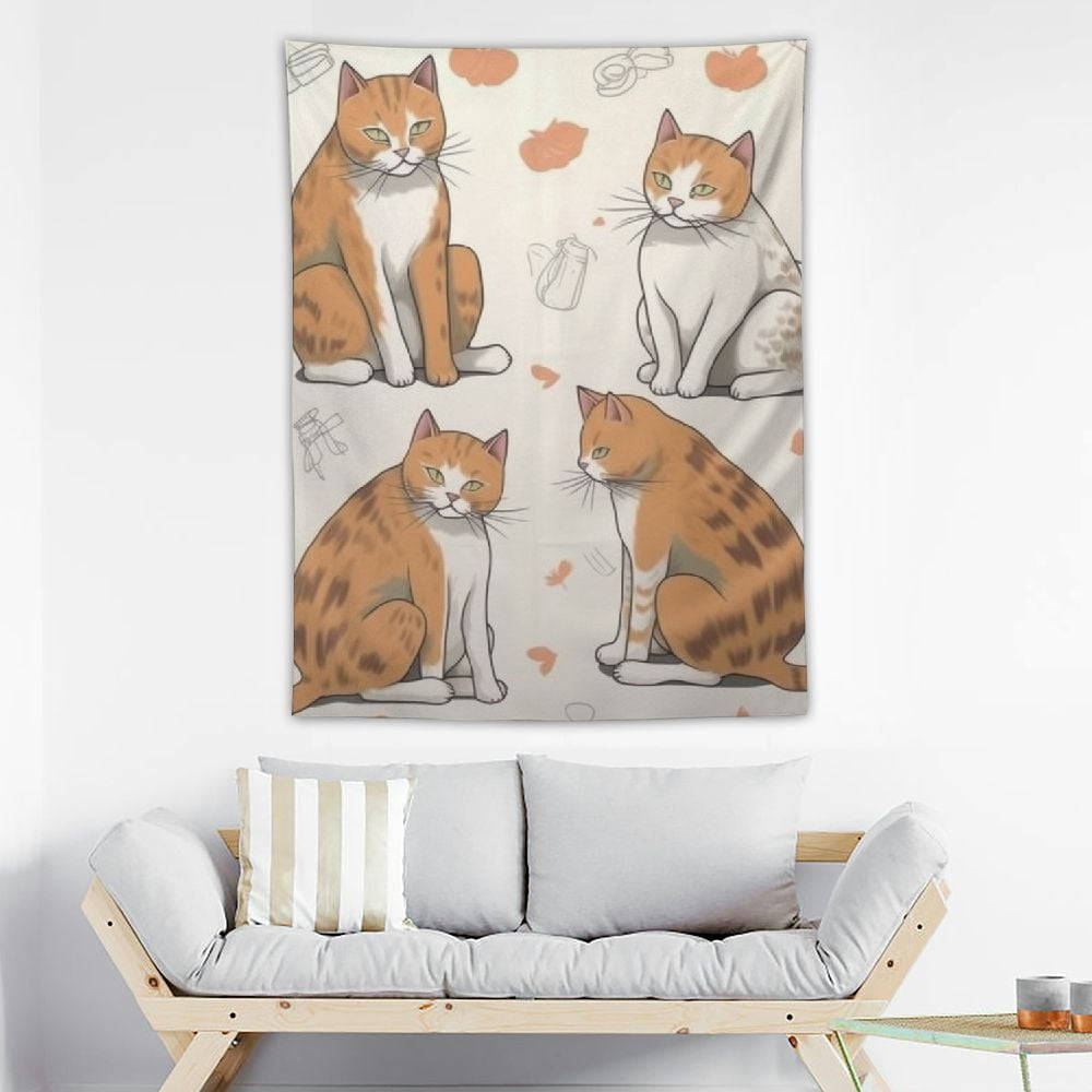 COMIO Cute Cat Tapestry Wall Hanging Girl Room Kawaii Tapestry Cartoon ...