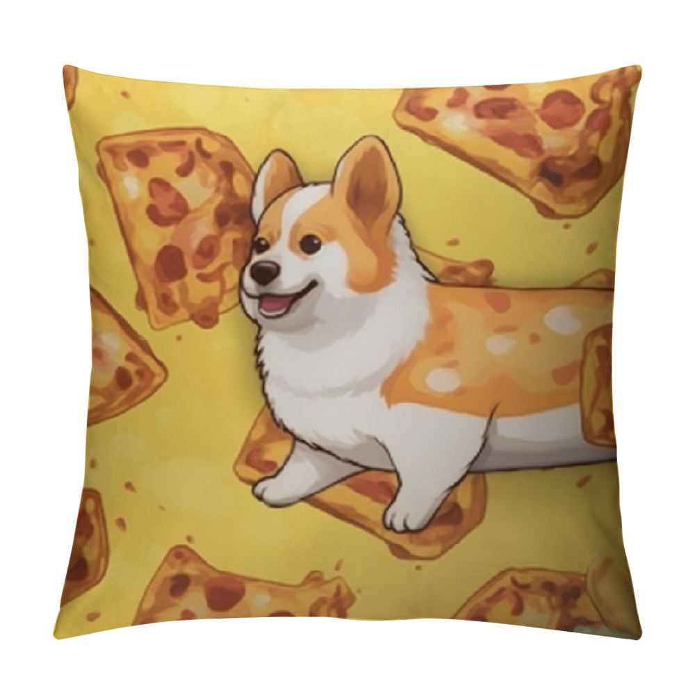 COMIO Cute Corgi Pizza Pillow Covers,Trimmed Pillow Cover Cushion Case ...