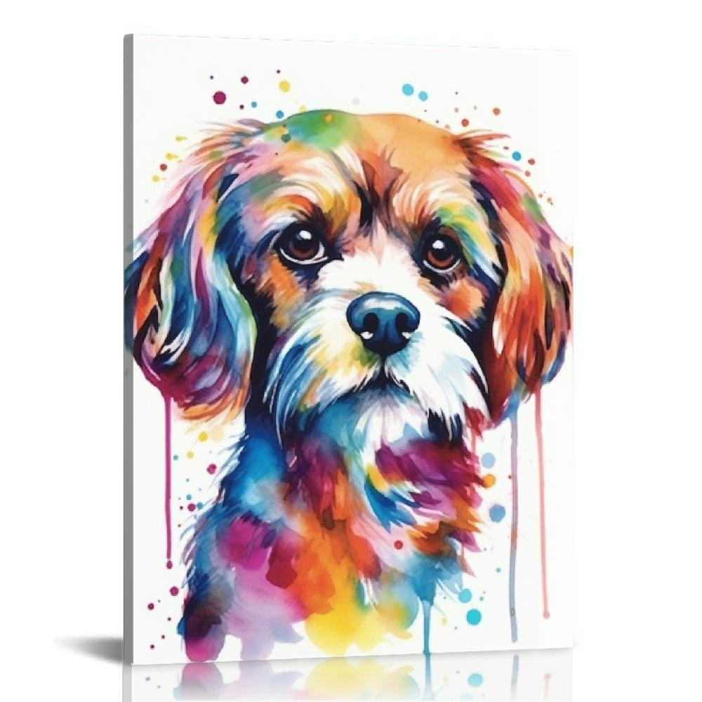 COMIO Cute Dog Canvas Wall Art, Pet Canvas Painting Dog Art, Watercolor ...