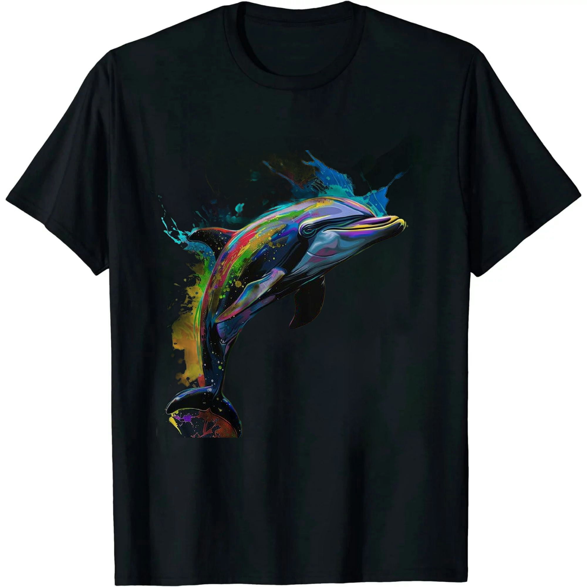 COMIO Cute Dolphin Design Colorful Pop Art Dolphin Lovers T-Shirt ...