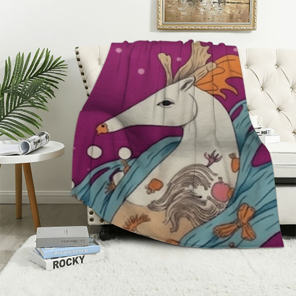 COMIO Cute and Funny Crab and Seagull Seamless Pattern Throw Blanket ...