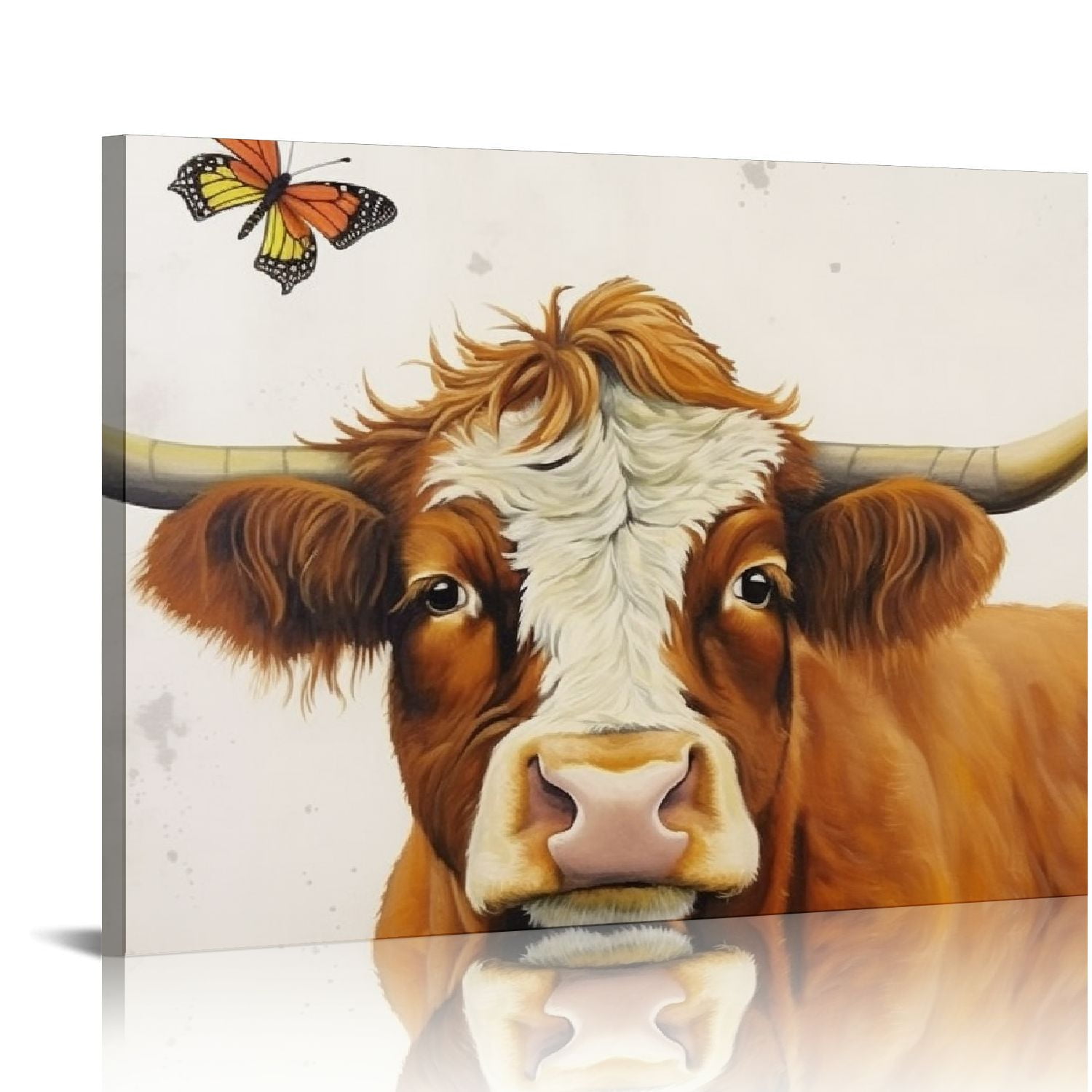 COMIO Cute Highland Cow Print Decor Rustic Farmhouse Wall Decor Retro ...