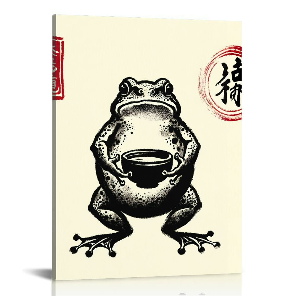 YANMS Cute Japanese Frog Wall Art, Funny Vintage Green Frog Posters ...