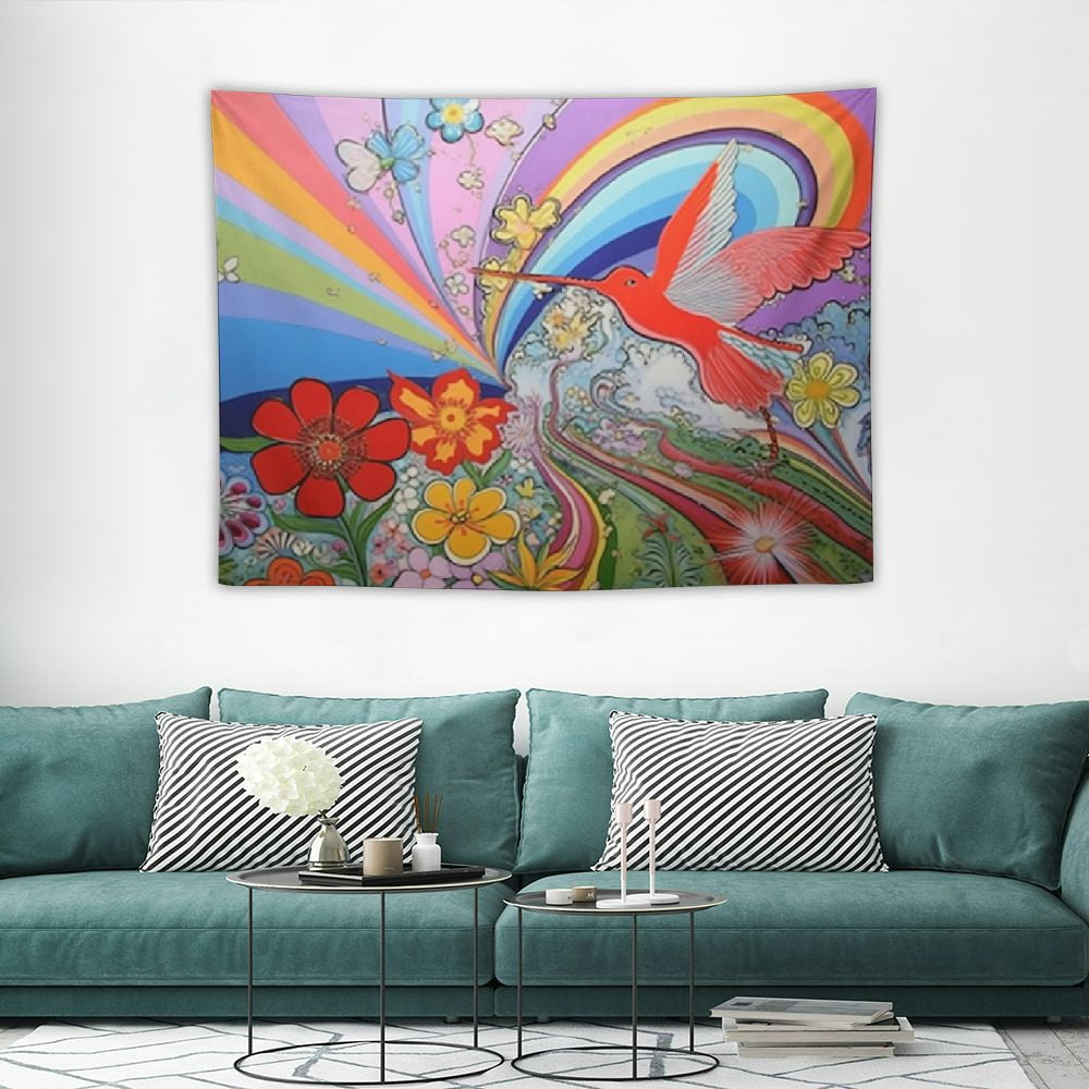 COMIO Cute Mushroom Tapestry Wall Hanging 70s Rainbow Tapestry Vintage ...