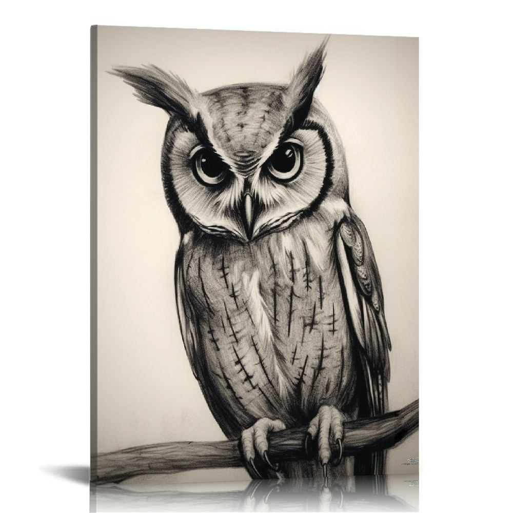 COMIO Cute Owl Picture Prints on Canvas Walls Artwrok, Stretched and ...
