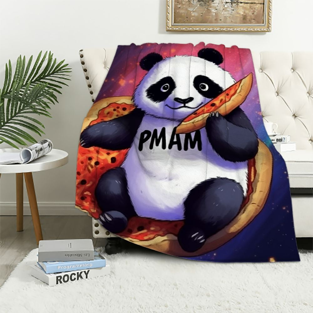 COMIO Cute Panda Pizza Blanket Soft Cozy Panda Flannel Throw Blanket ...