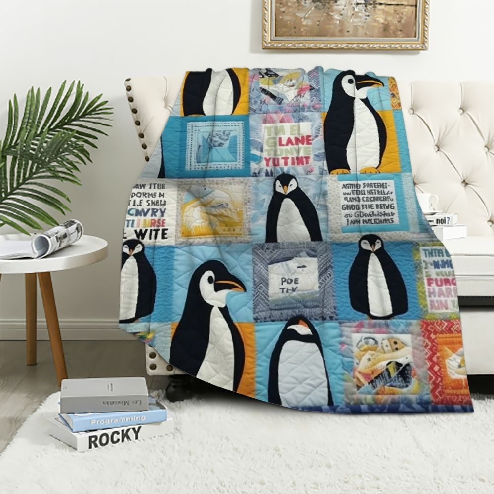 COMIO Cute Penguin Throw Blanket Penguin Decor Animal Throw Blanket ...